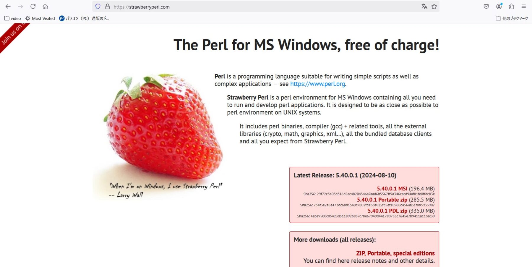 3 Windowsでお勧めのStrawberry Perlを導入する - ぶんぶんのライフハック集